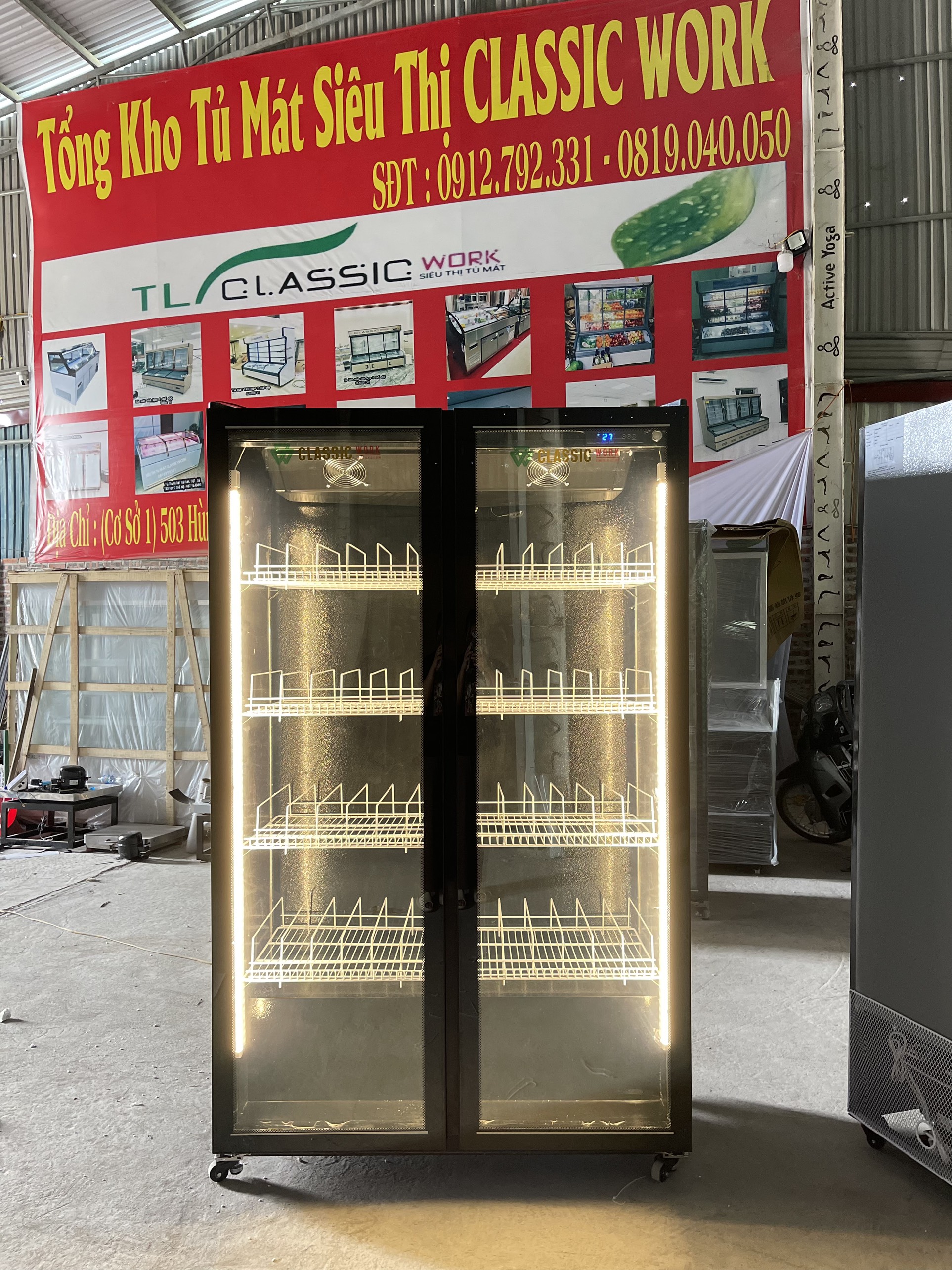 TỦ MÁT 2 CÁNH CAO CẤP ĐÈN 3 MÀU
